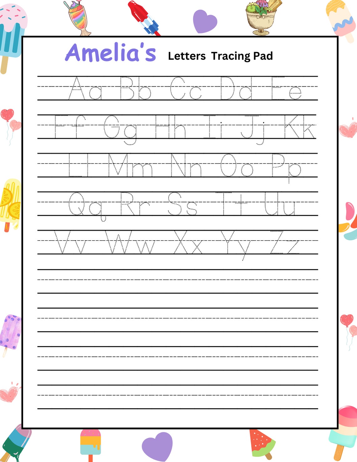Personalized Name and Alphabet Tracing Pad for Kids Reusable ...