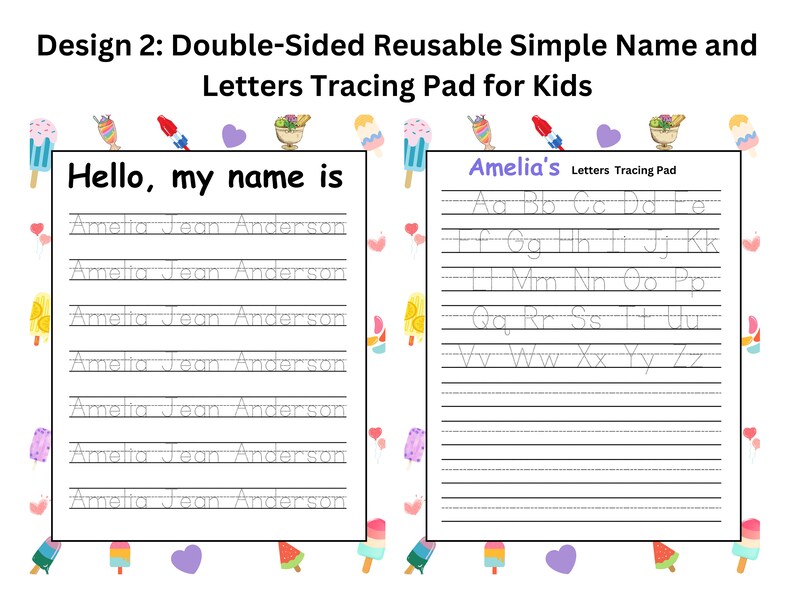 Personalized Name and Alphabet Tracing Pad for Kids - Reusable ...