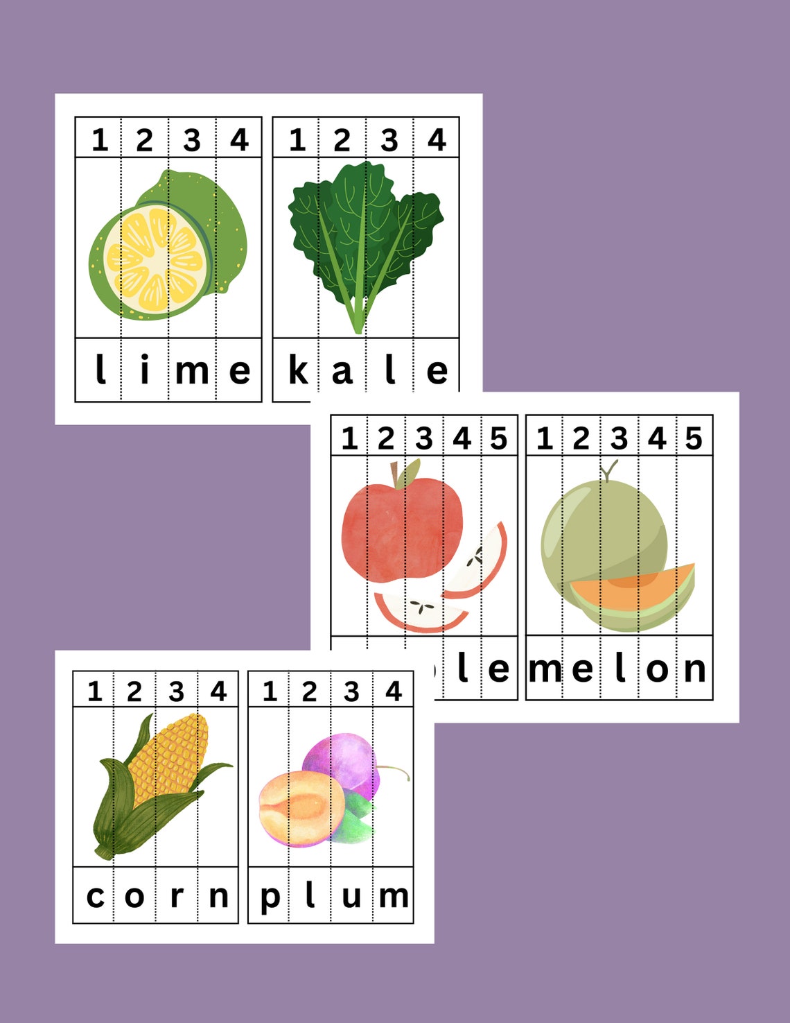 27 Digital Fruit and Vegetable Puzzles - Educational Printable for Kids ...
