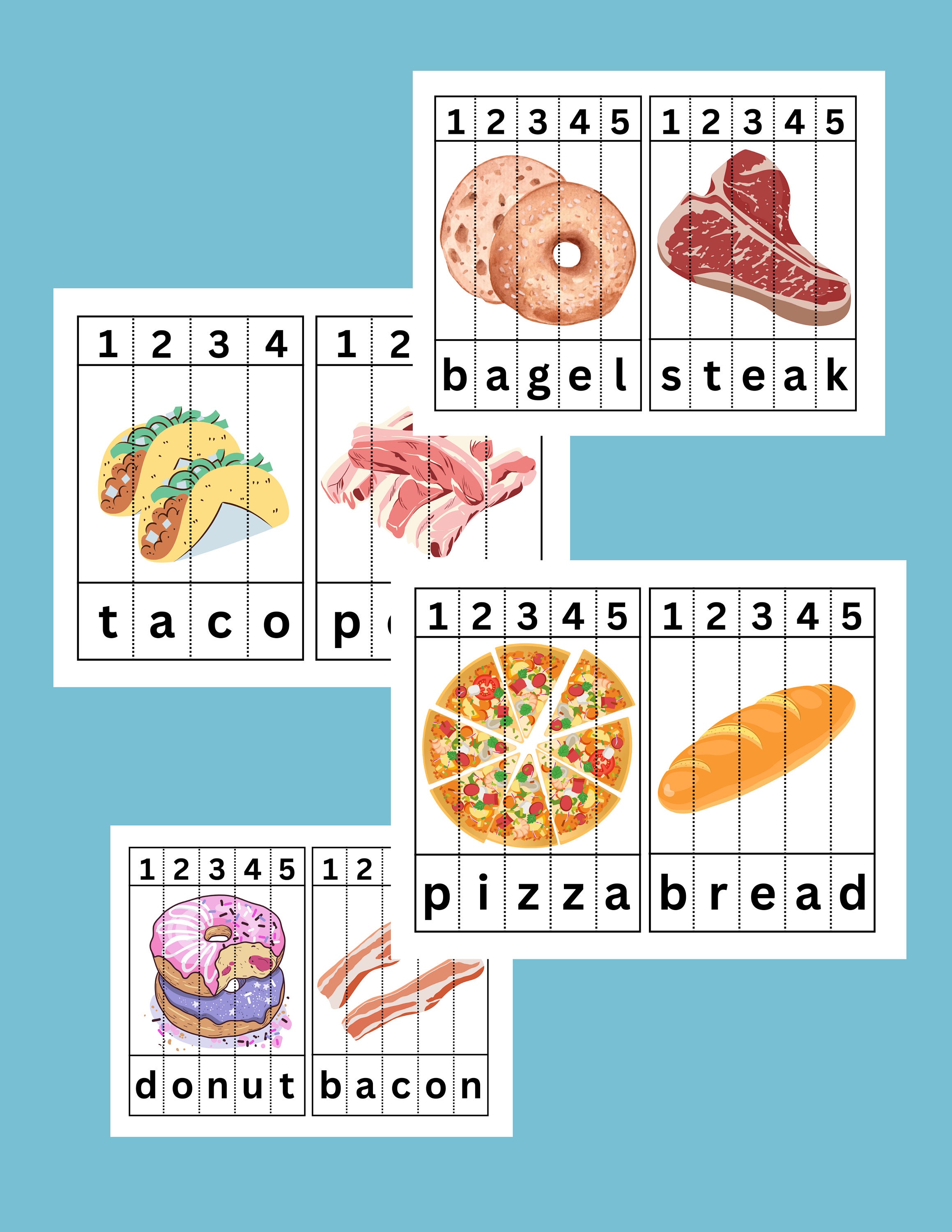 35 Digital Food and Snack Puzzles - Educational Printable for Kids With ...