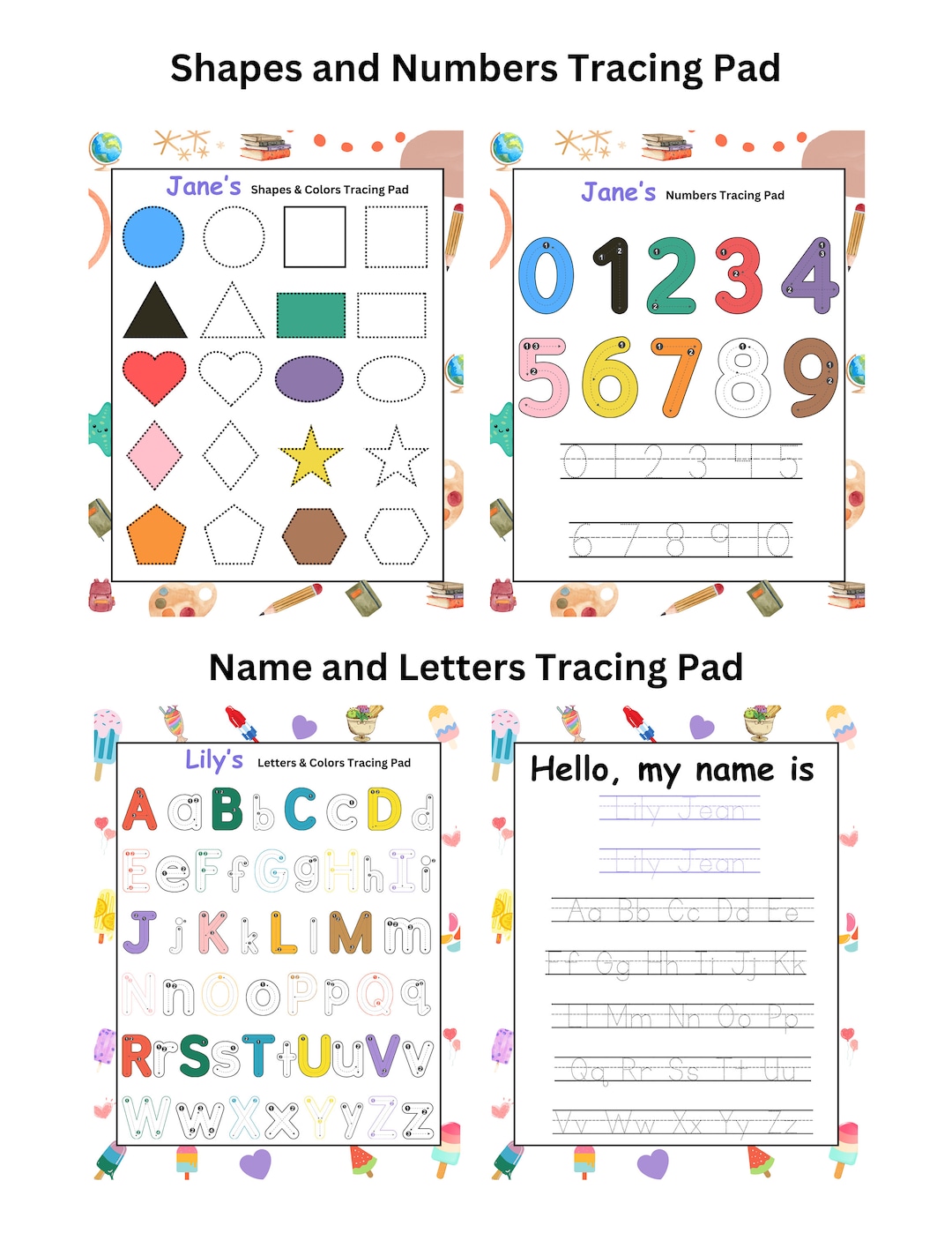 Personalized Kids' Tracing Pad - Name, Letters, Shapes, Numbers ...