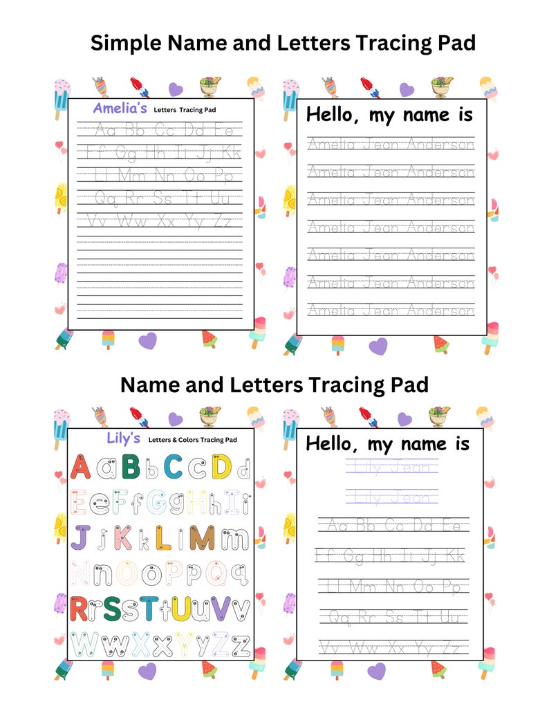 Personalized Name and Alphabet Tracing Pad for Kids - Reusable ...