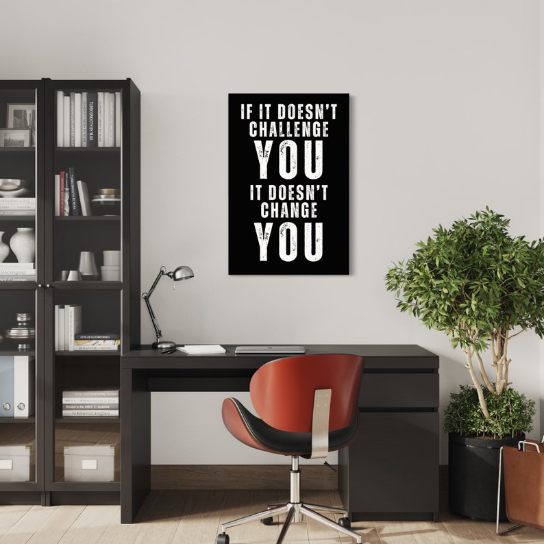 If It Doesn't Challenge You Poster, Home Gym Decor, Large Quote Wall ...