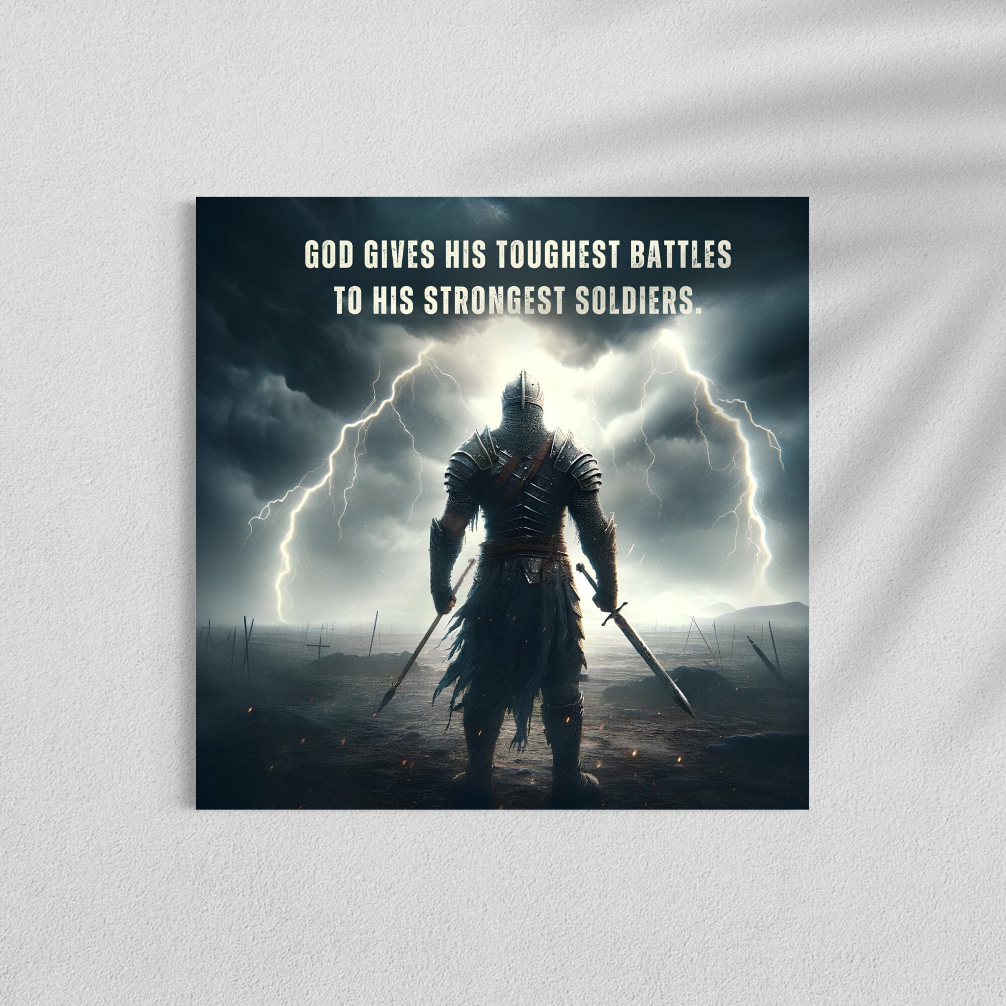 Inspirational Canvas Art Knight in Armor God Gives His Toughest Battles ...