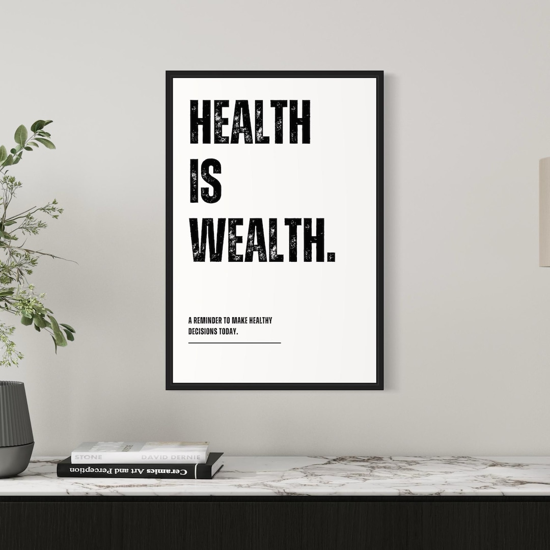 Health is Wealth Poster: Minimalist Affirmation Print, Self Care Wall ...