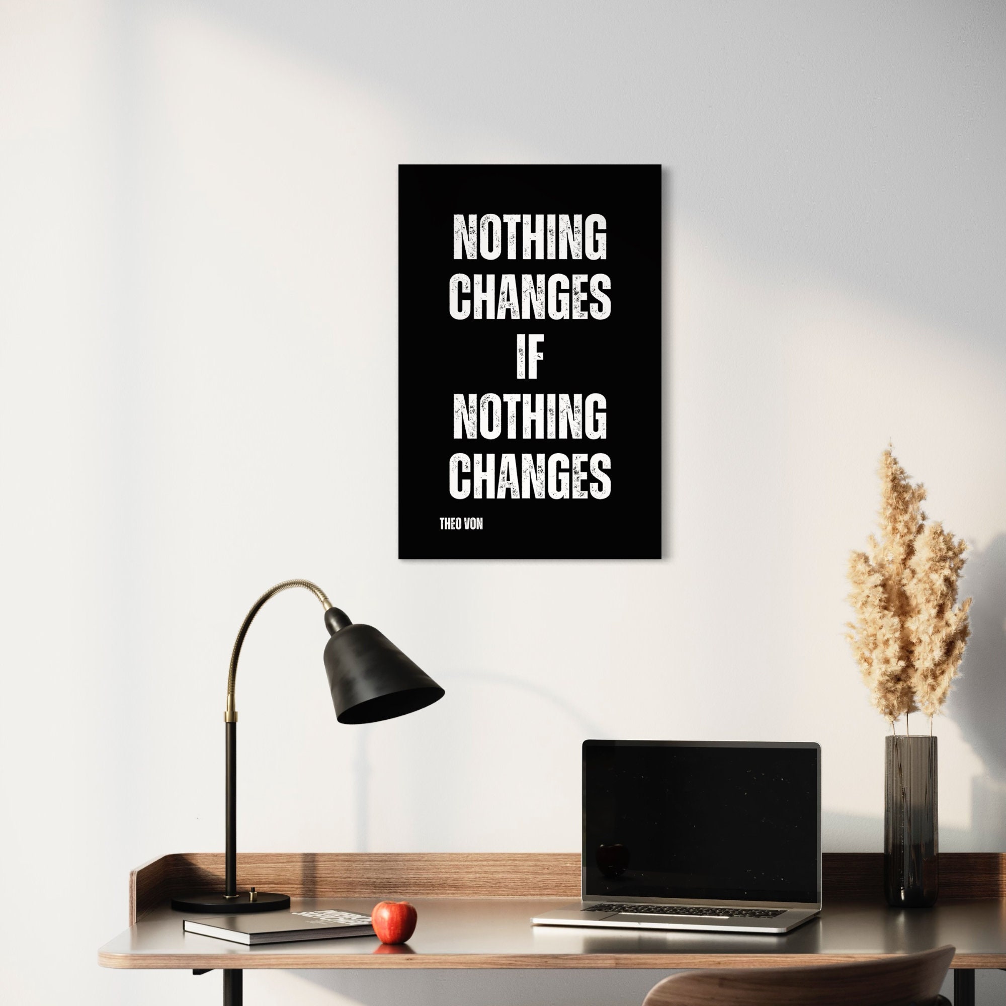 Nothing Changes If Nothing Changes... Quote Motivational Poster, Wall Art Quote, Entrepreneur ...