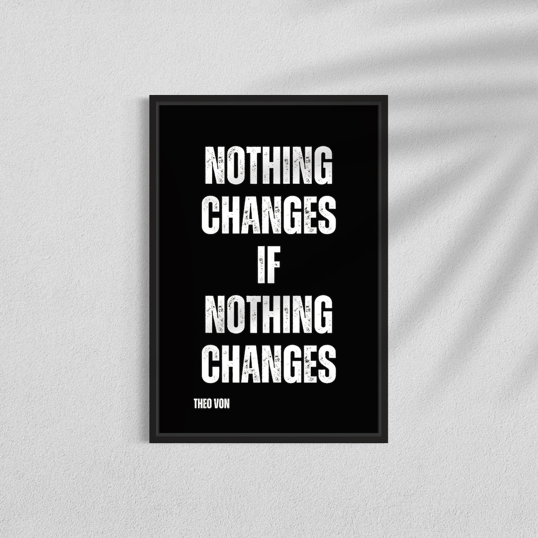 Nothing Changes If Nothing Changes... Quote Motivational Poster, Wall Art Quote, Entrepreneur ...