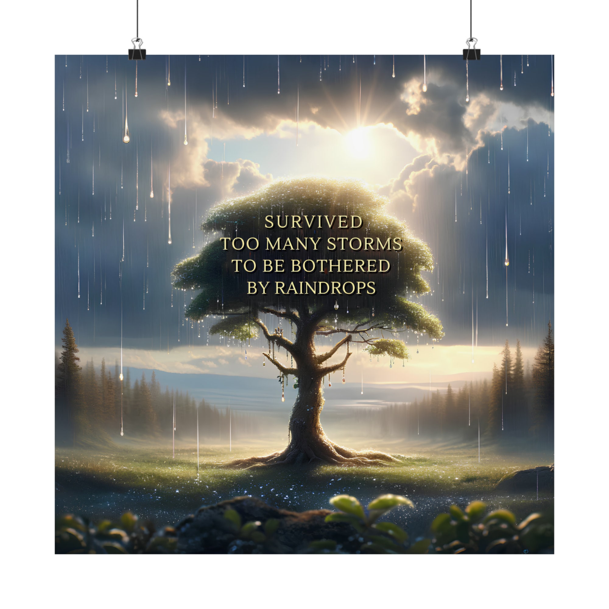 Survived Too Many Storms to Be Bothered by Raindrops Motivational Wall ...