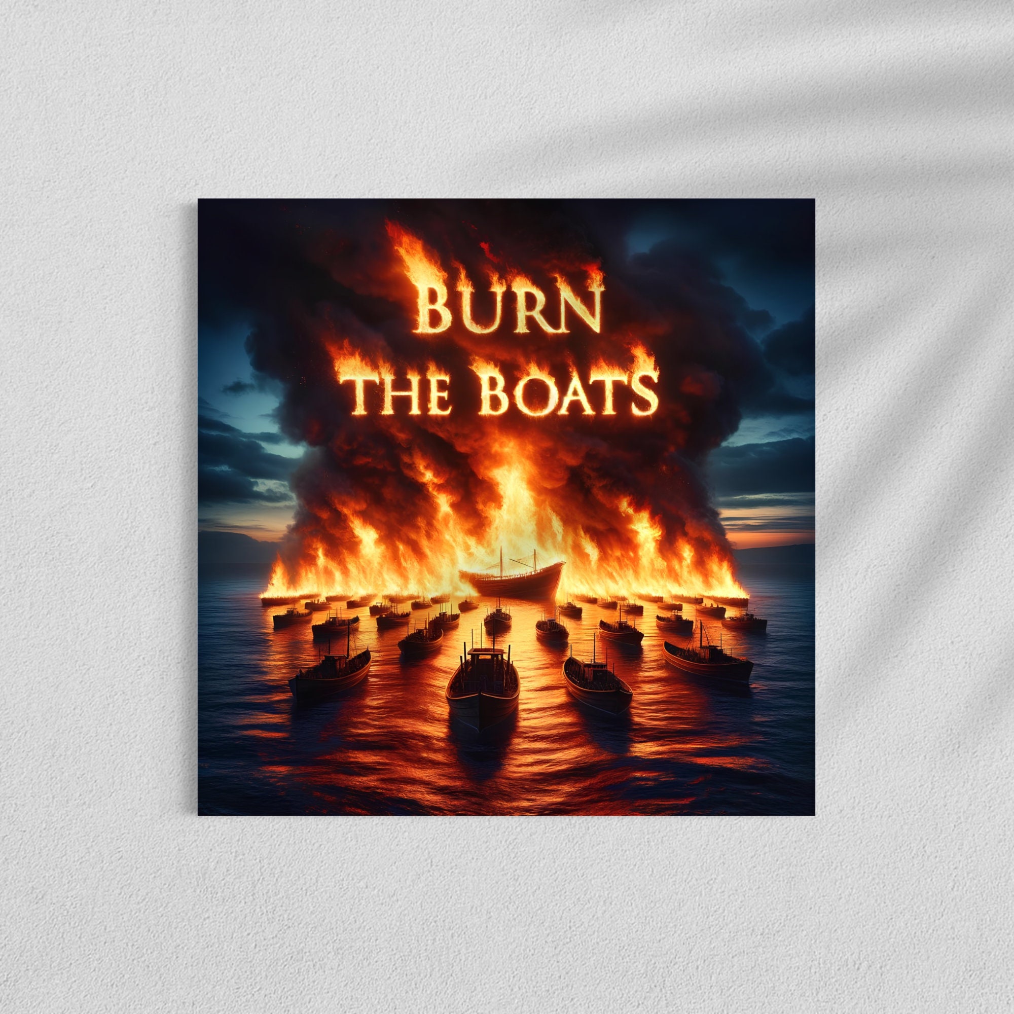 Burn the Boats Poster Print Motivational Wall Art Motivational Quote Canvas Burn the Ships ...