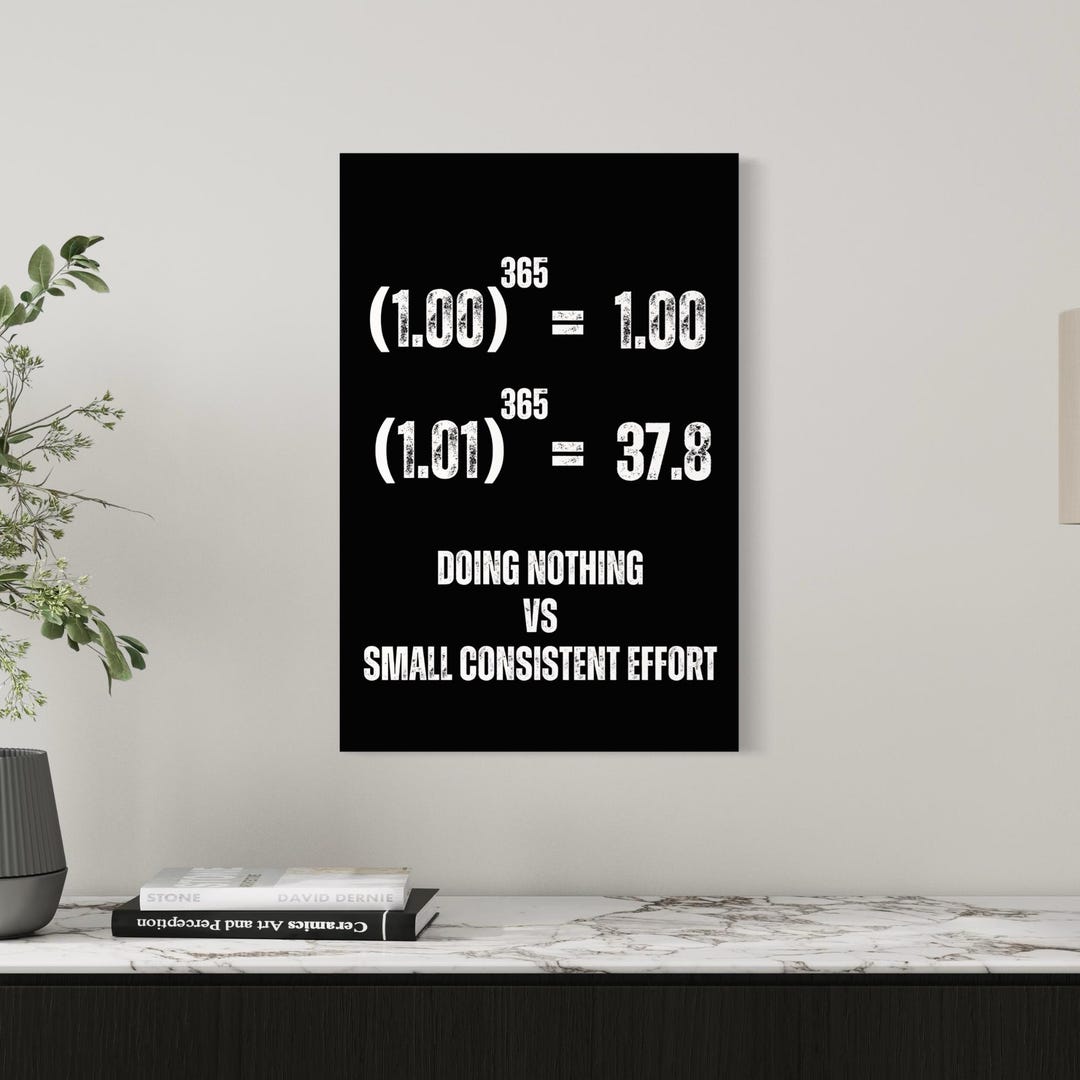 Motivational Quote Wall Art Doing Nothing Vs Small Consistent Effort ...