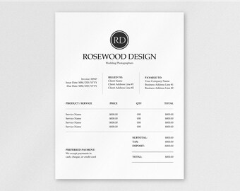Minimal Invoice Template 1.4 | CANVA Editable | Small Business Billing ...
