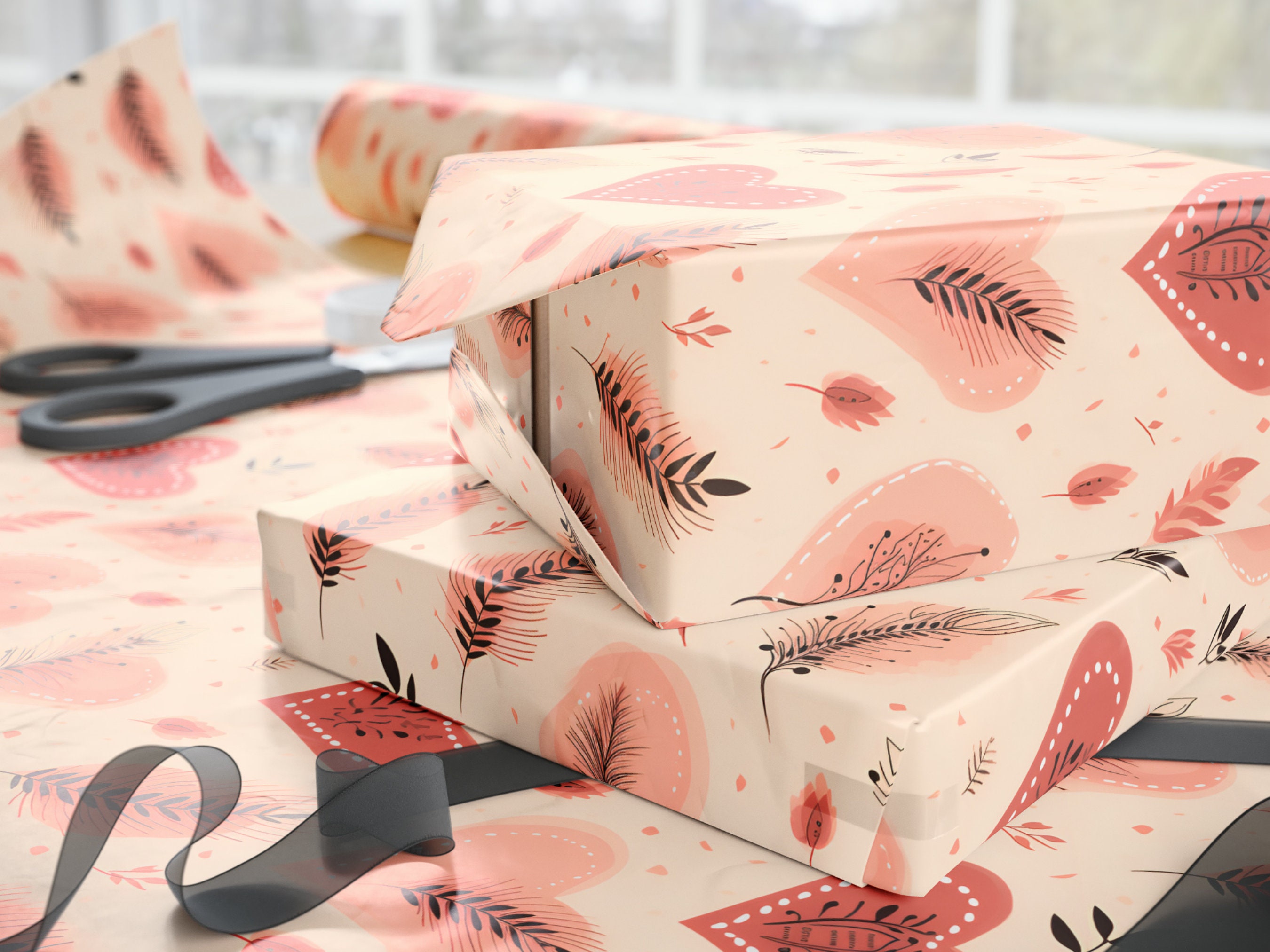 Boho wrapping paper valentines gift wrap paper neutral wrapping paper ...