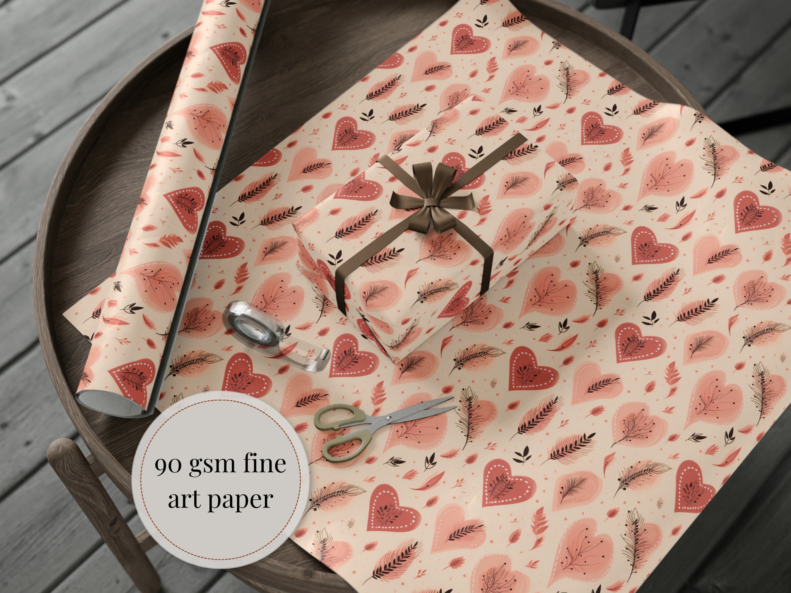 Boho wrapping paper valentines gift wrap paper neutral wrapping paper ...