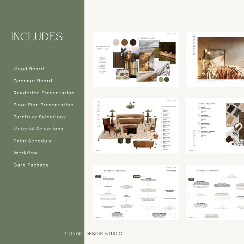 Interior Design Canva Template Bundle | Concept Board, Selection Sheets ...