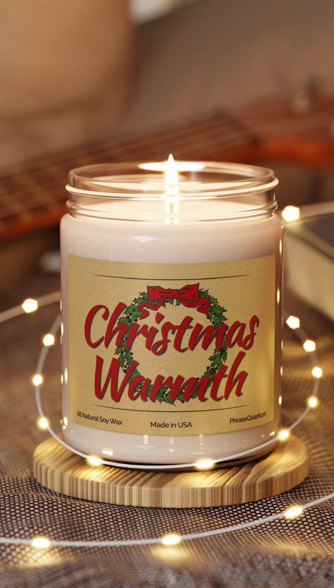Christmas Warmth Natural Candle, Festive Holiday Aroma, Touch of Spice ...