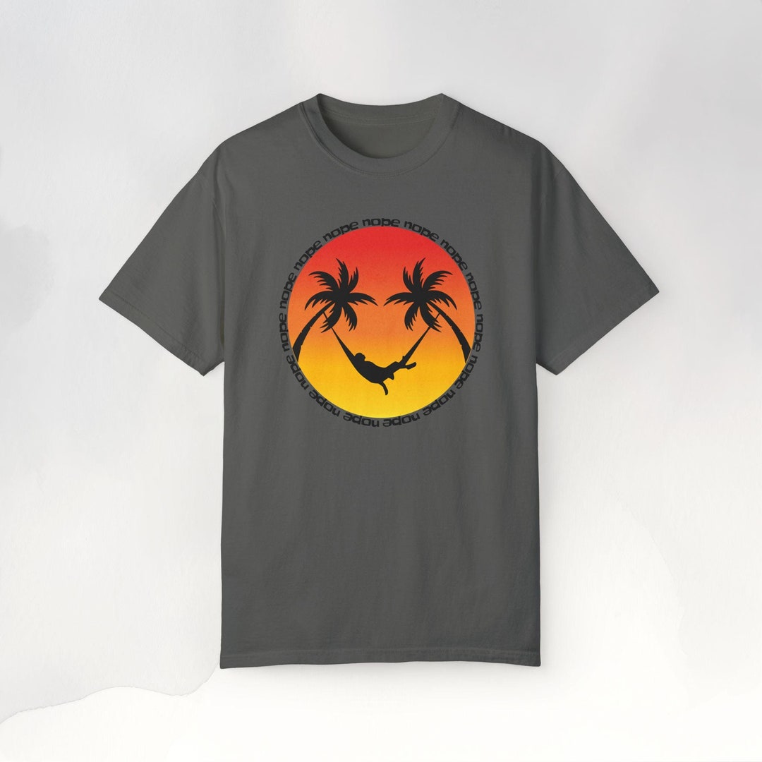 Sunset Smiley Face T-shirt: Tropical Palm Tree Graphic Tee - Etsy
