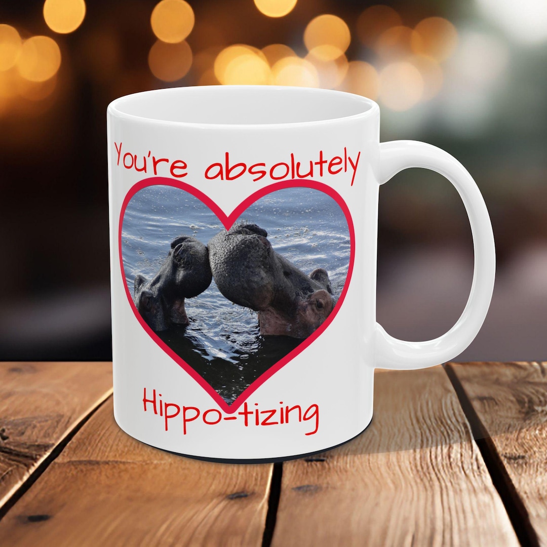 Kissing Hippos Heart, Romantic Coffee Cup, Animal Lover Gift, Valentine ...