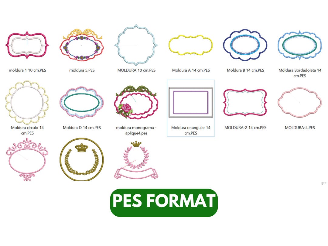Frames Applique Embroidery Designs Set: Scallop, Rectangle & Wreath ...