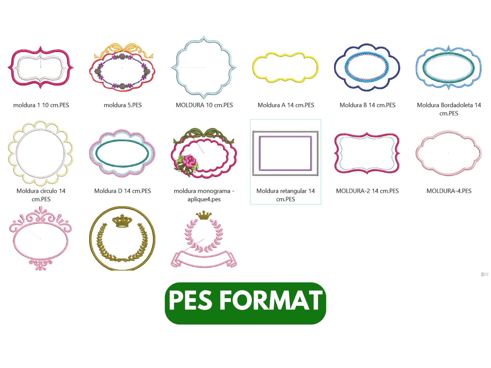 Frames Applique Embroidery Designs Set: Scallop, Rectangle & Wreath ...