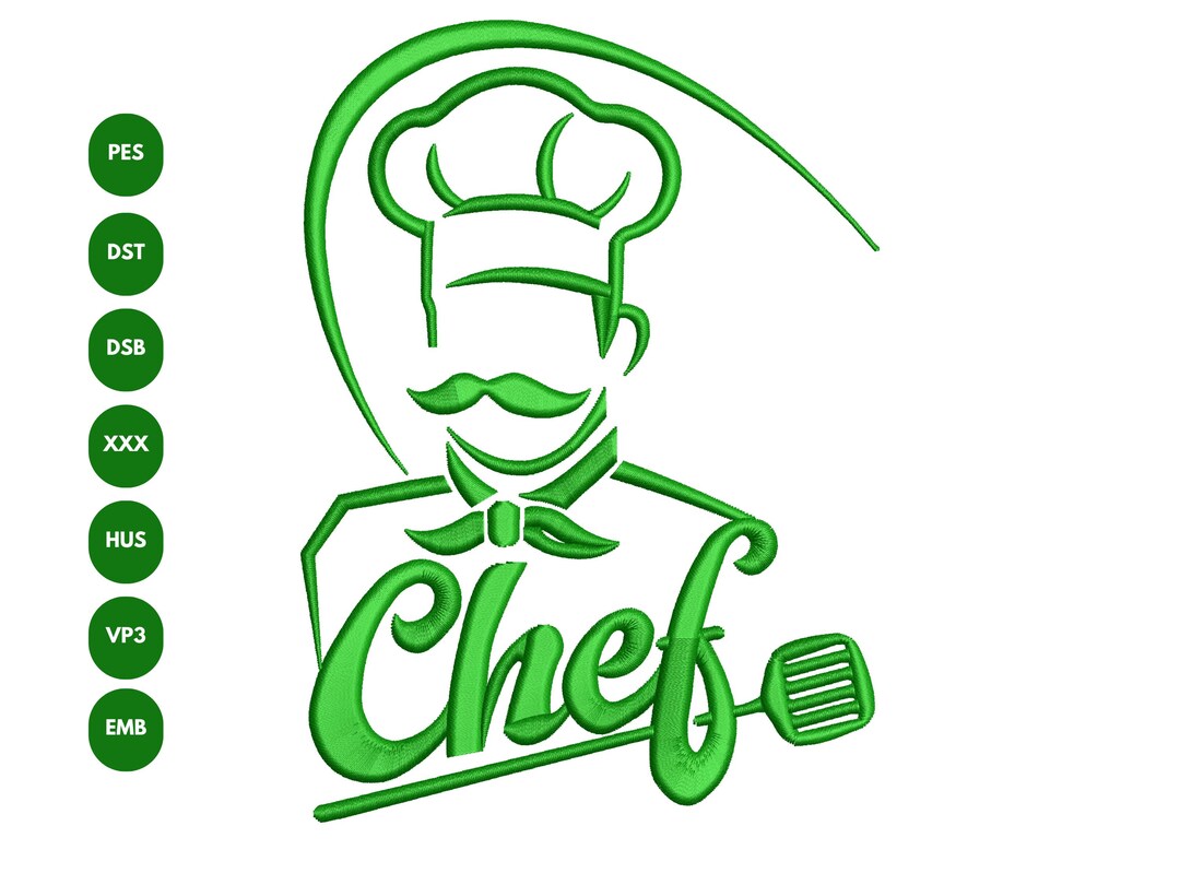 Chef Embroidery Design | Kitchen Cooking Pattern (PES, DST, EMB) - Etsy