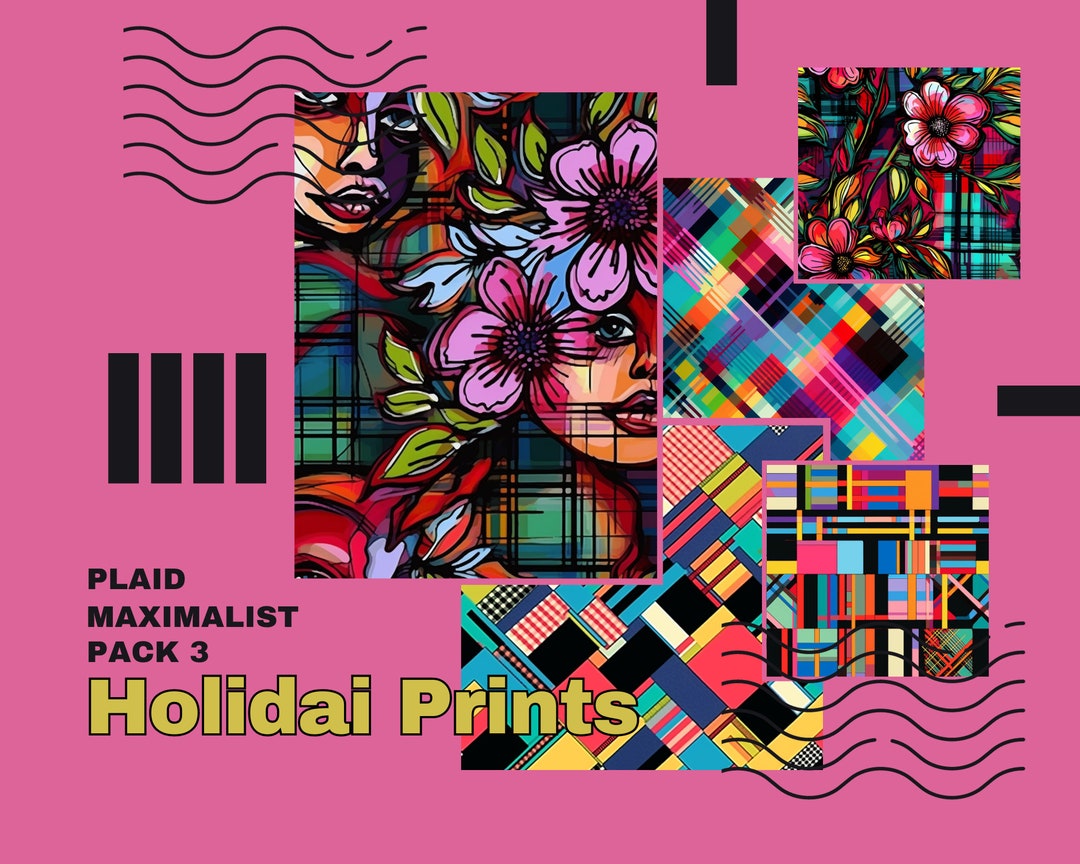 Maximalist Plaid Pattern Pack 3 (24 Images), Plaid Background, Digital ...