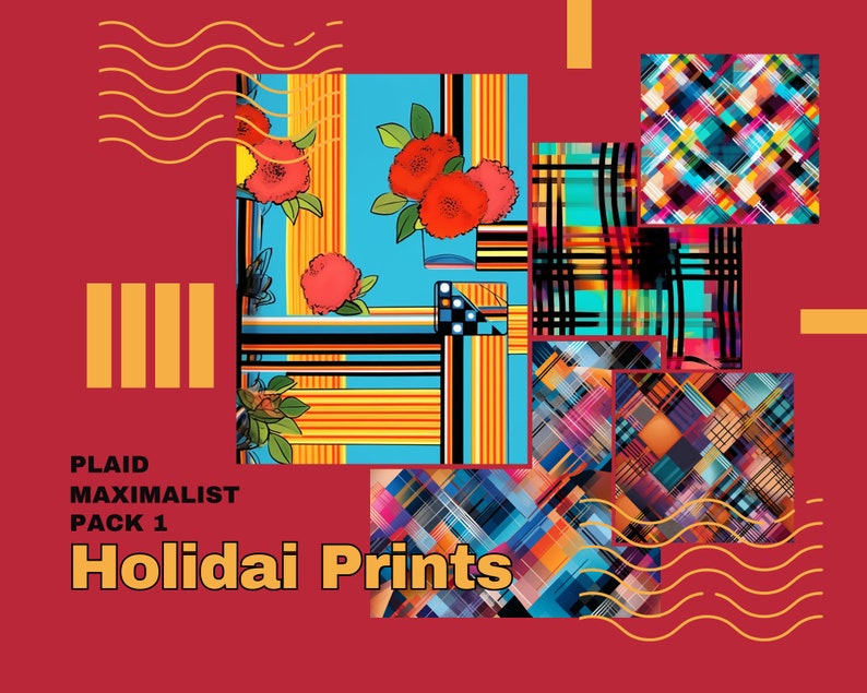 Maximalist Plaid Pattern Pack 1 (24 Images), Plaid Background, Digital ...