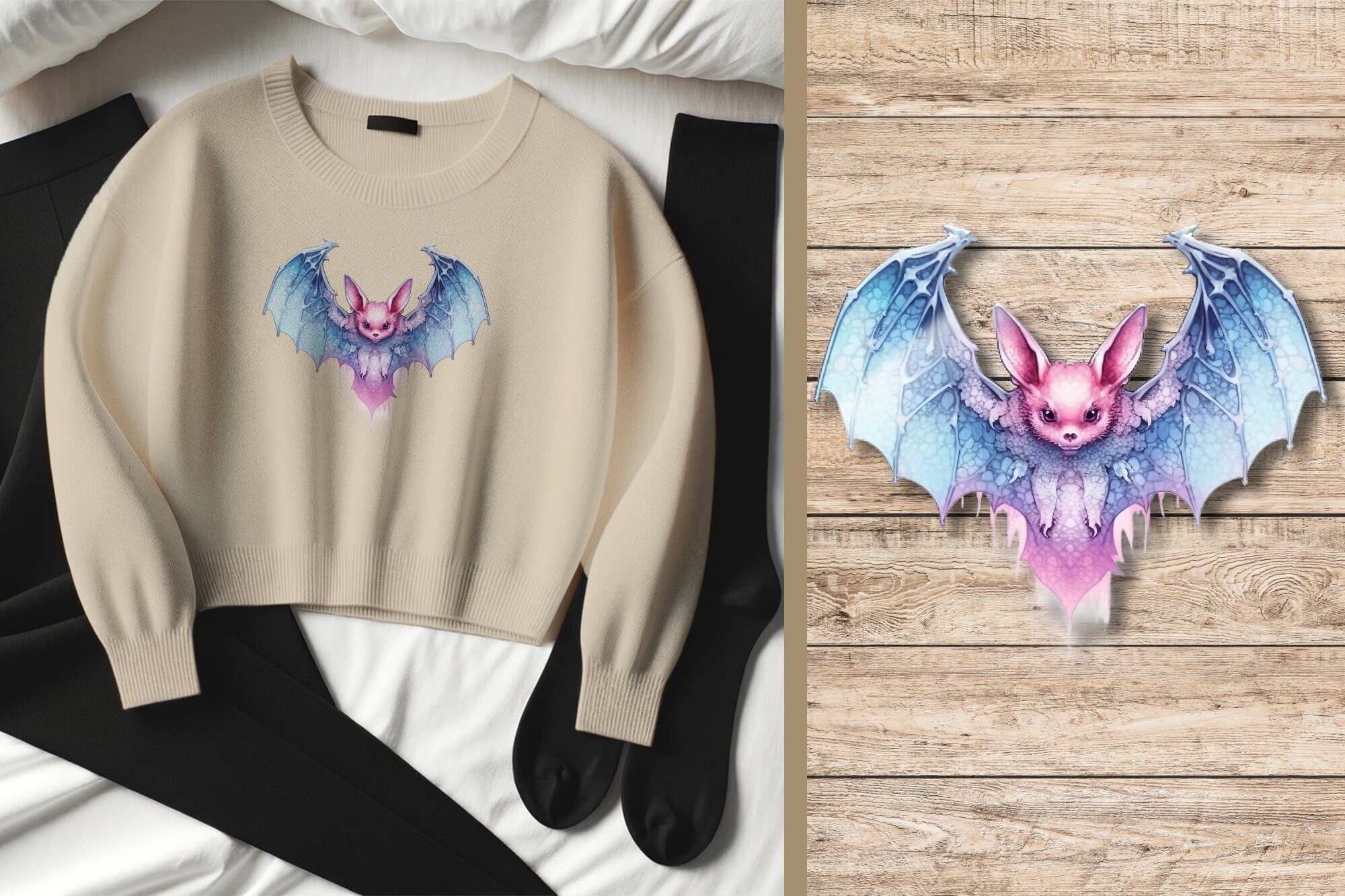 Pastel Halloween Clipart Set, Cute Skull Bat Spider, Digital Download ...