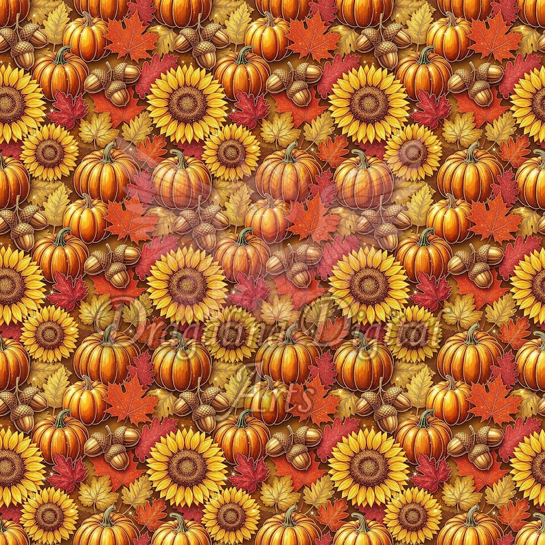 Moody Autumn Harvest Seamless Pattern | Dark Fall Pumpkins and Berries ...
