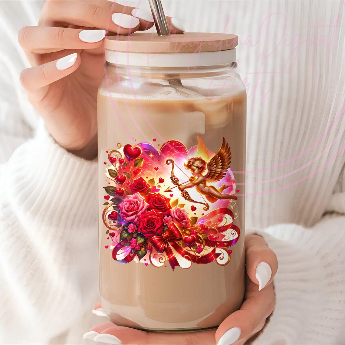 Cupid With Heart Roses PNG Art, Valentine's Day Clipart, Romantic Love ...