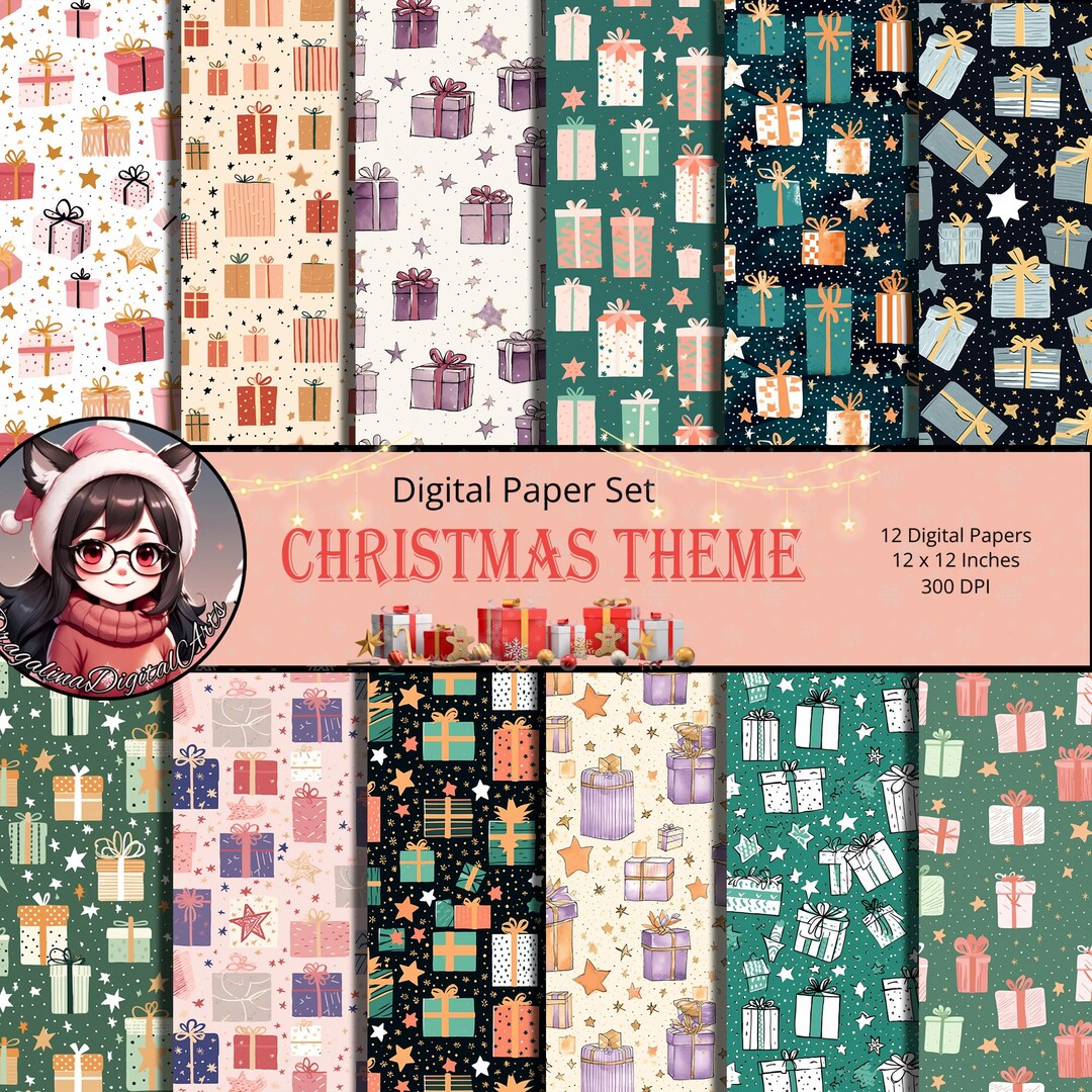 Digital Paper Pack PNG, Christmas Digital Paper, Holiday Scrapbooking ...