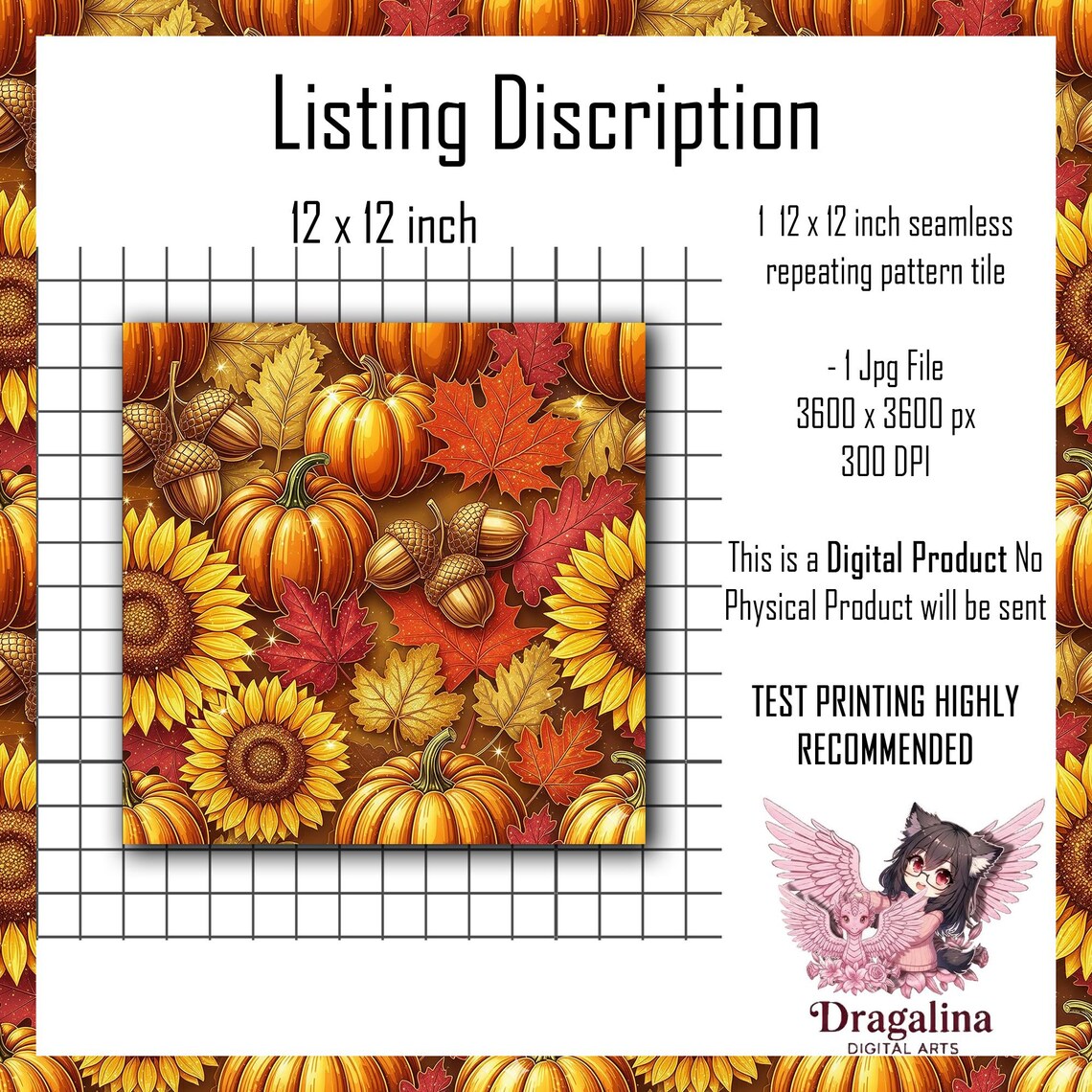 Moody Autumn Harvest Seamless Pattern | Dark Fall Pumpkins and Berries ...
