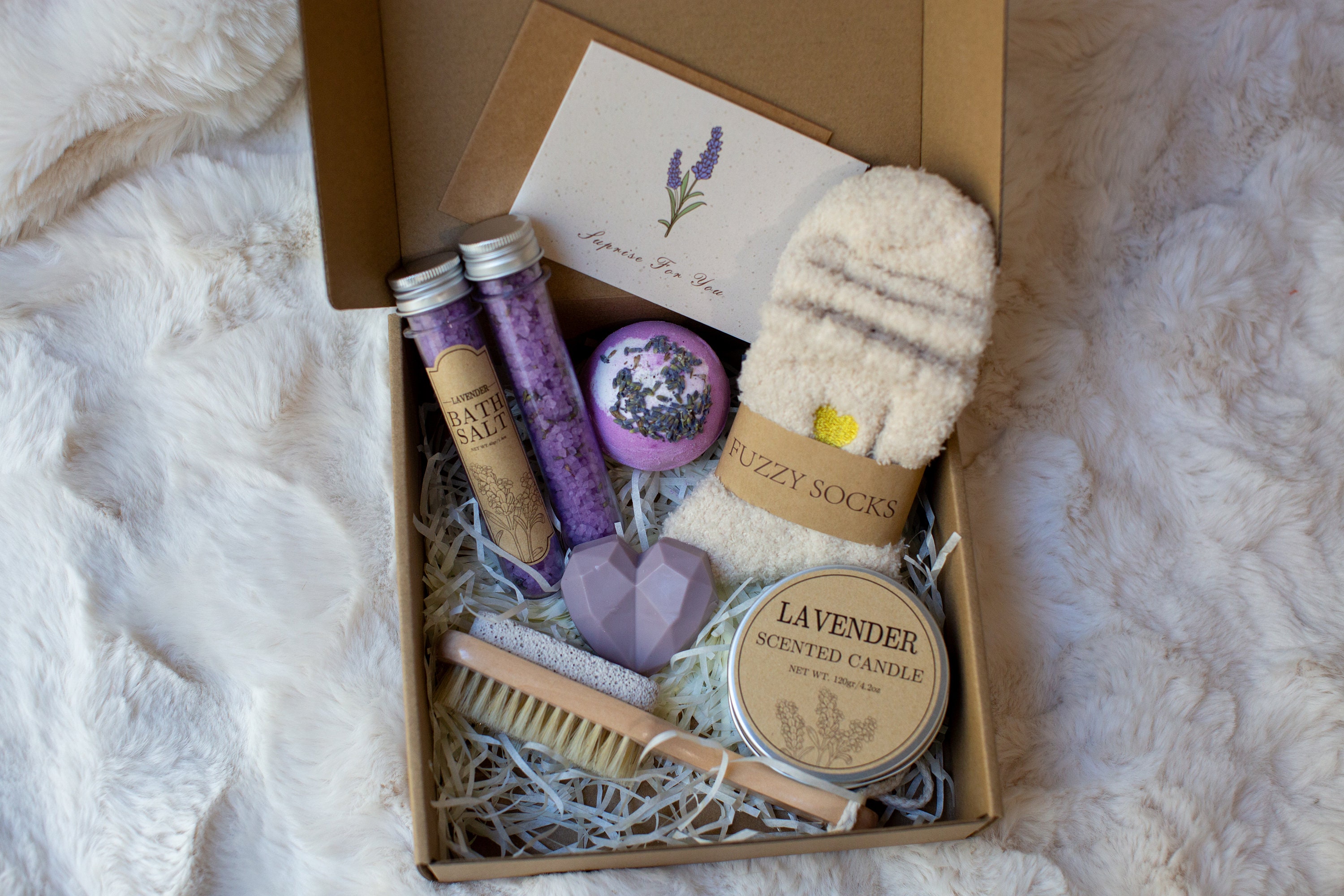 Lavender Spa Bath Gift Box, Gift for Her, Birthday Gift Set, Gift ...