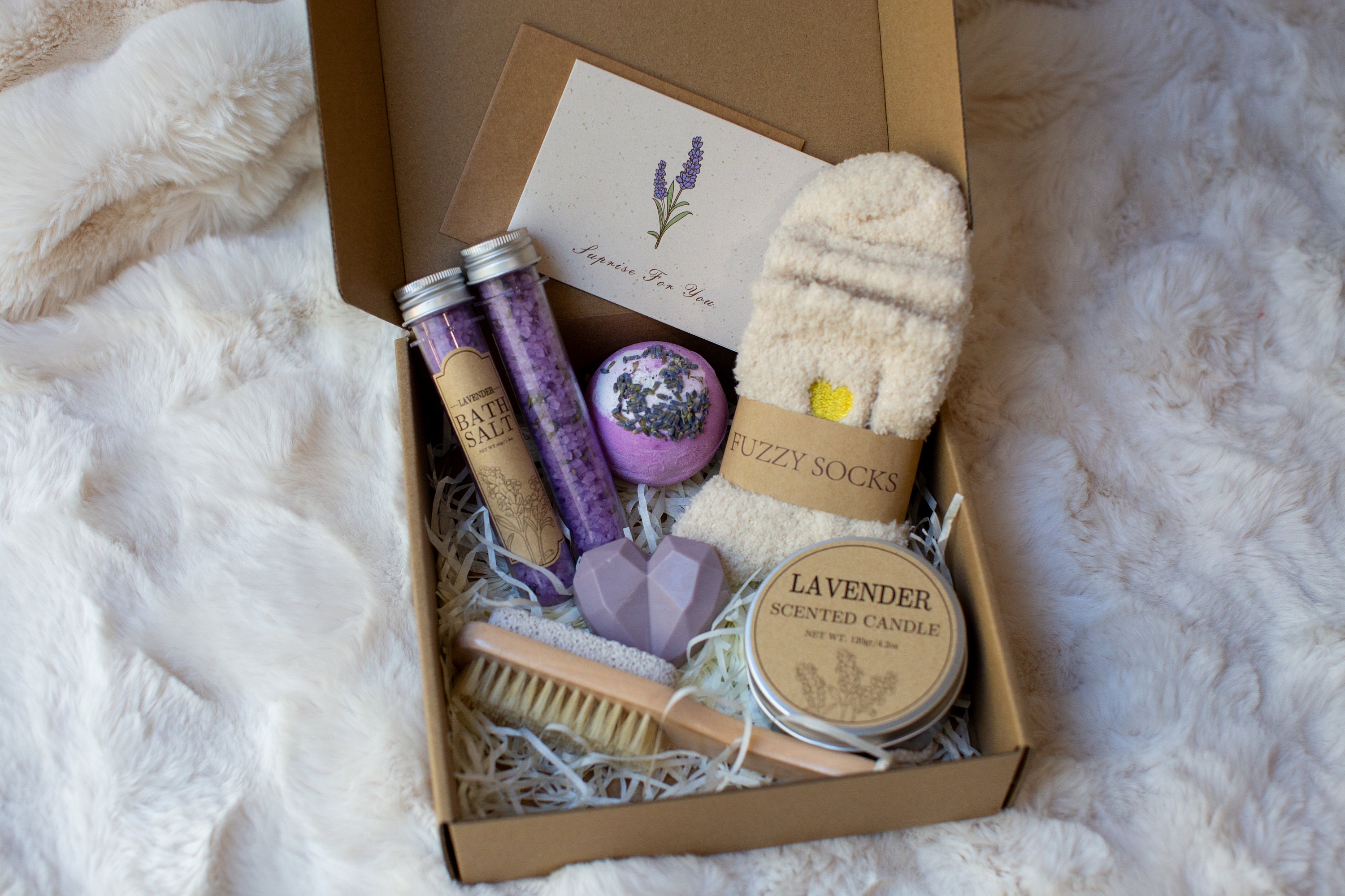 Lavender Spa Bath Gift Box, Gift for Her, Birthday Gift Set, Gift ...