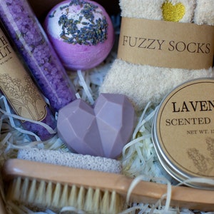 Lavender Spa Bath Gift Box, Gift for Her, Birthday Gift Set, Gift Basket for Women, Time to ...