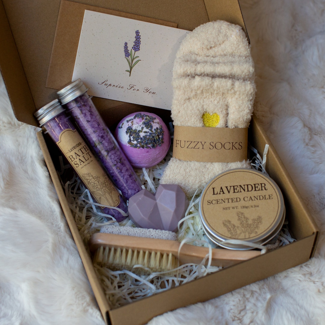 Lavender Spa Bath Gift Box, Gift for Her, Birthday Gift Set, Gift ...
