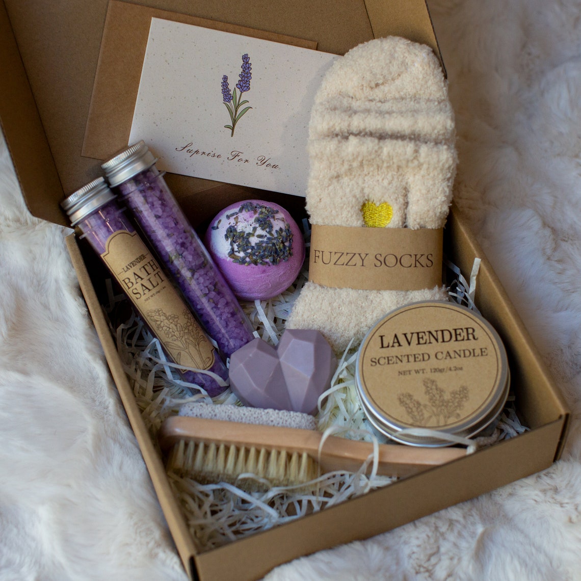 Lavender Spa Bath Gift Box, Gift for Her, Birthday Gift Set, Gift ...