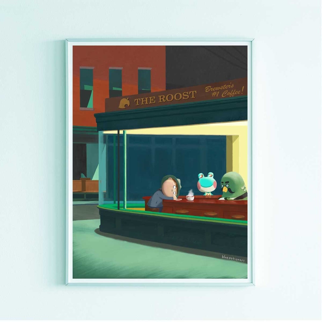 Hopper X the Roost - Retro Print, Edward Hopper Parody, Brewster Wall ...