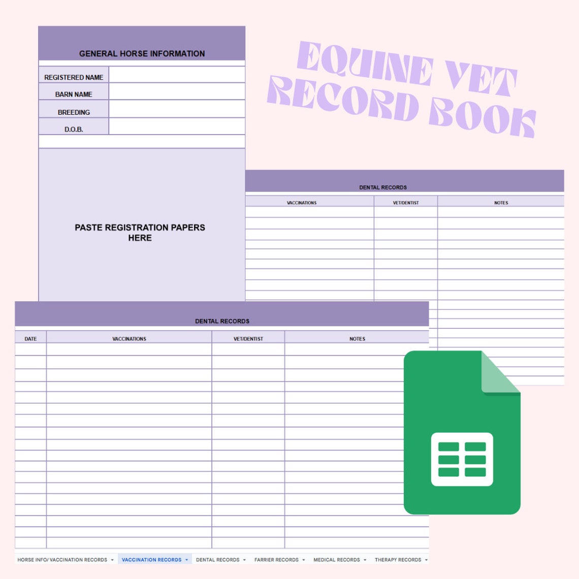 EQUINE VET RECORD Book - Etsy