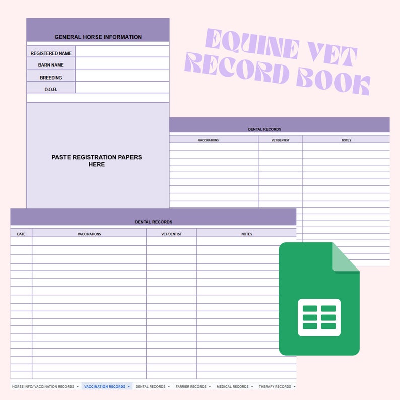 EQUINE VET RECORD Book - Etsy