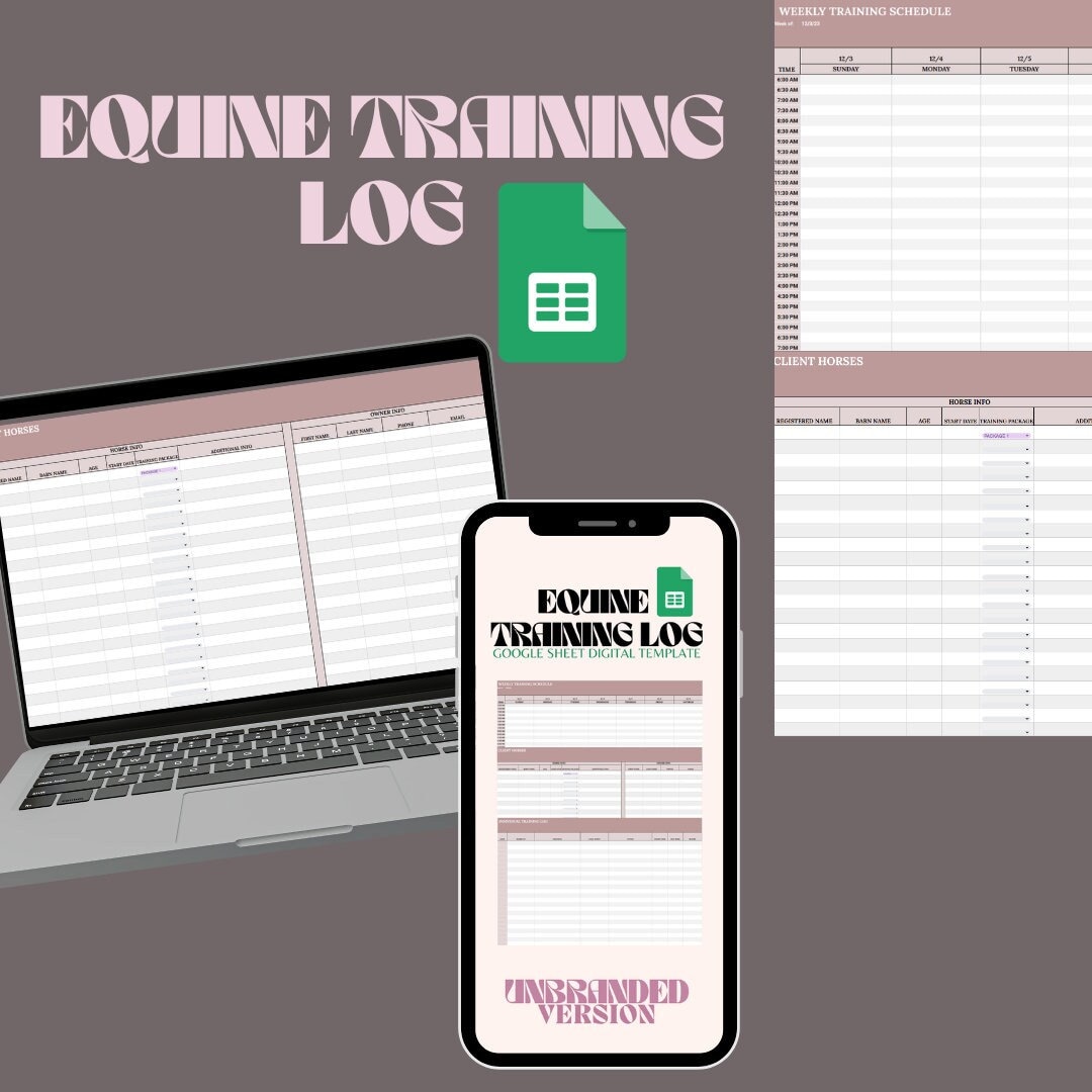 EQUINE TRAINING LOG - Digital Google Sheets Template. For: Horse ...