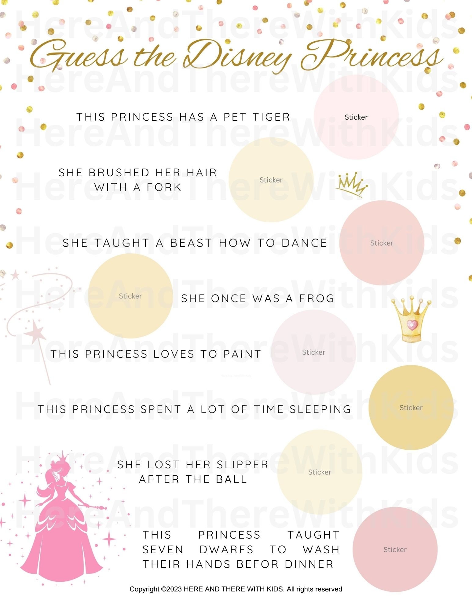 Disney Princess Trivia; Guess the Disney Princess Game - Etsy