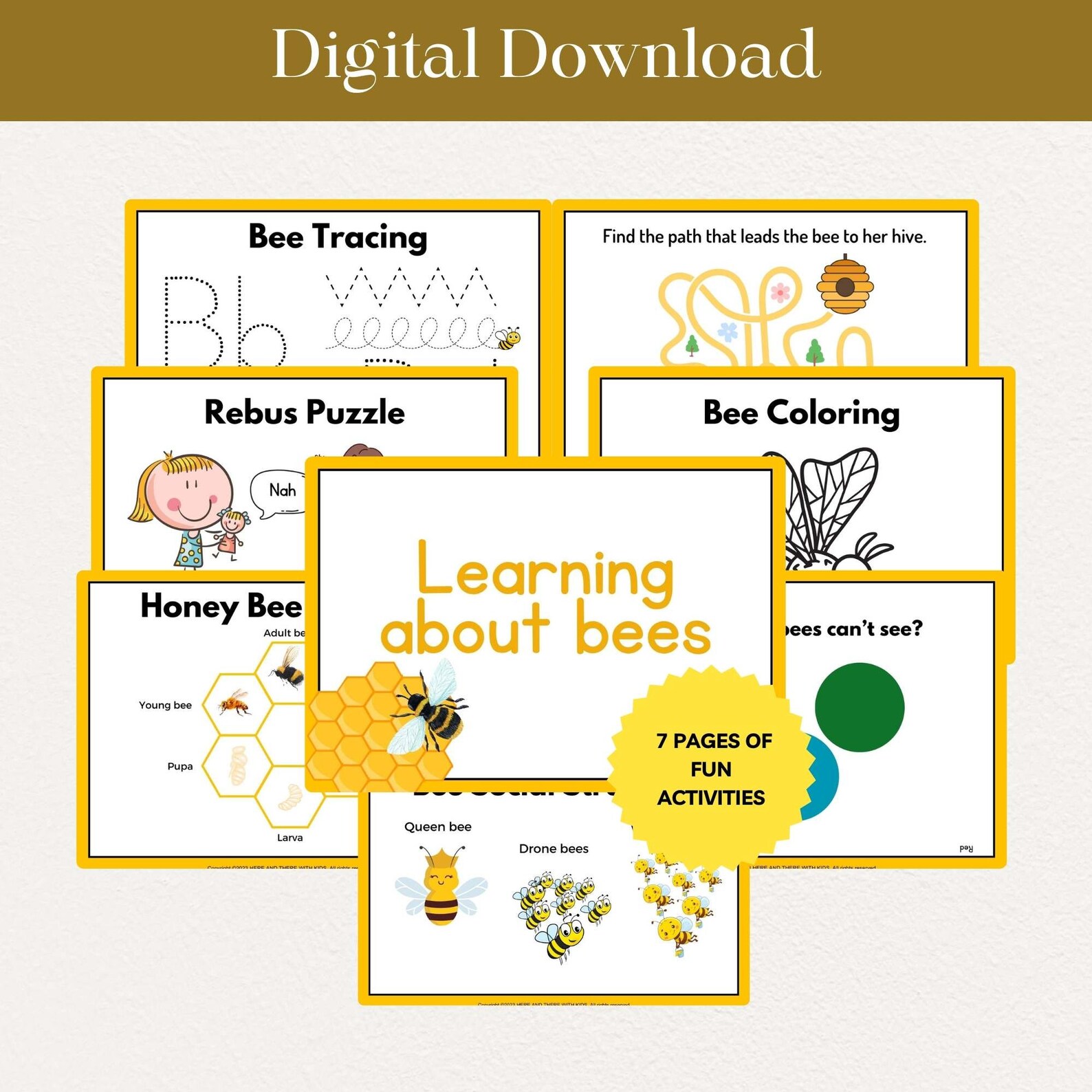 Learning About Bees Activity Book for Kids; Pollination; Bee ...