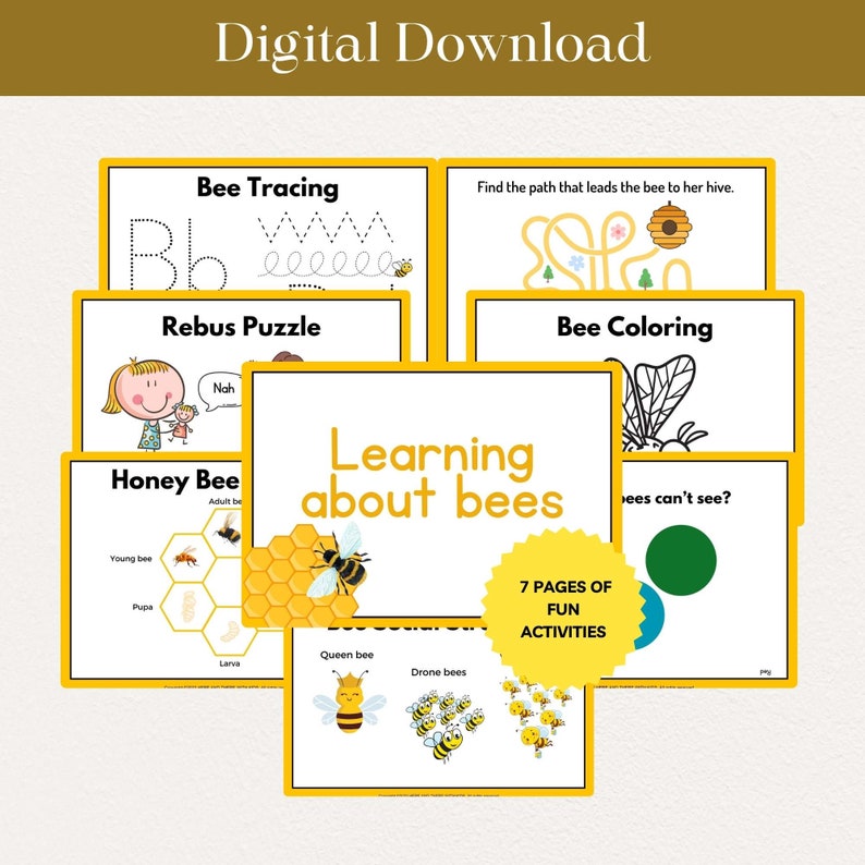 Learning About Bees Activity Book for Kids; Pollination; Bee ...