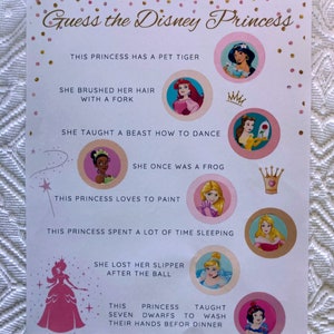 Disney Princess Trivia; Guess the Disney Princess Game - Etsy