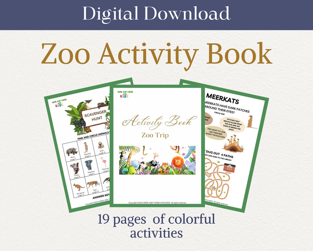 Zoo Trip Activity Book, Zoo Field Trip Book, Kids Activity Book, Animal ...
