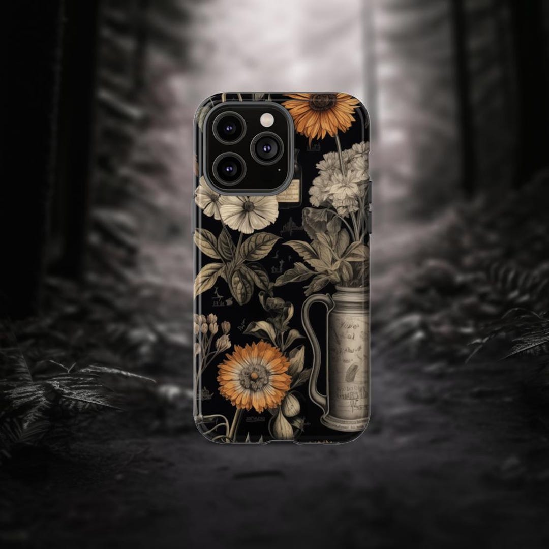 Dark Floral Cottagecore Phone Case: Whimsical Nature Design, iPhone ...