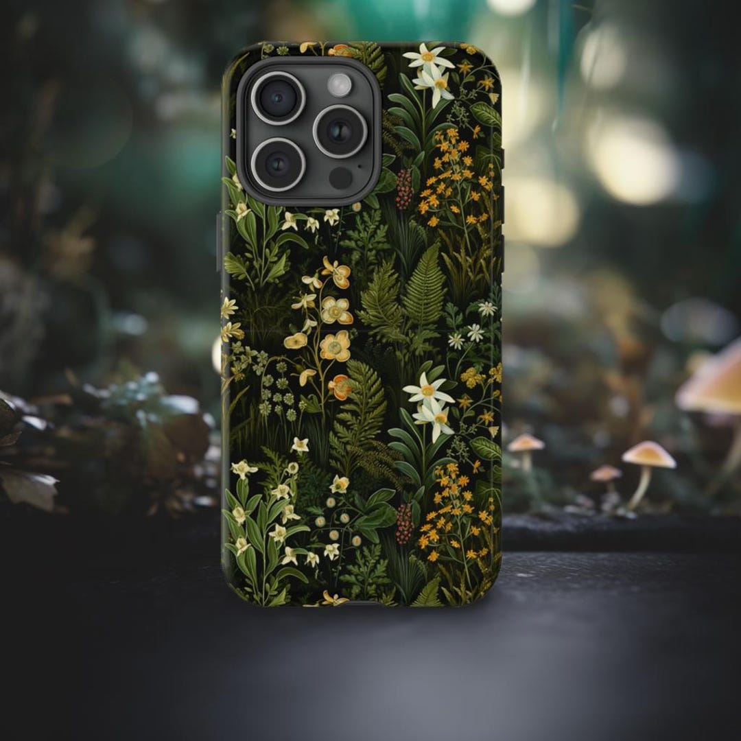 Dark Floral Cottagecore Phone Case: Whimsical Nature Design - Etsy