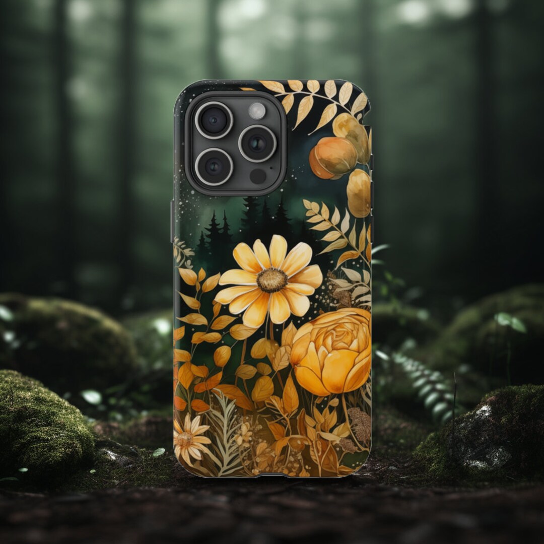 Dark Floral Forest Phone Case: Cottagecore Whimsical Nature Cover - Etsy