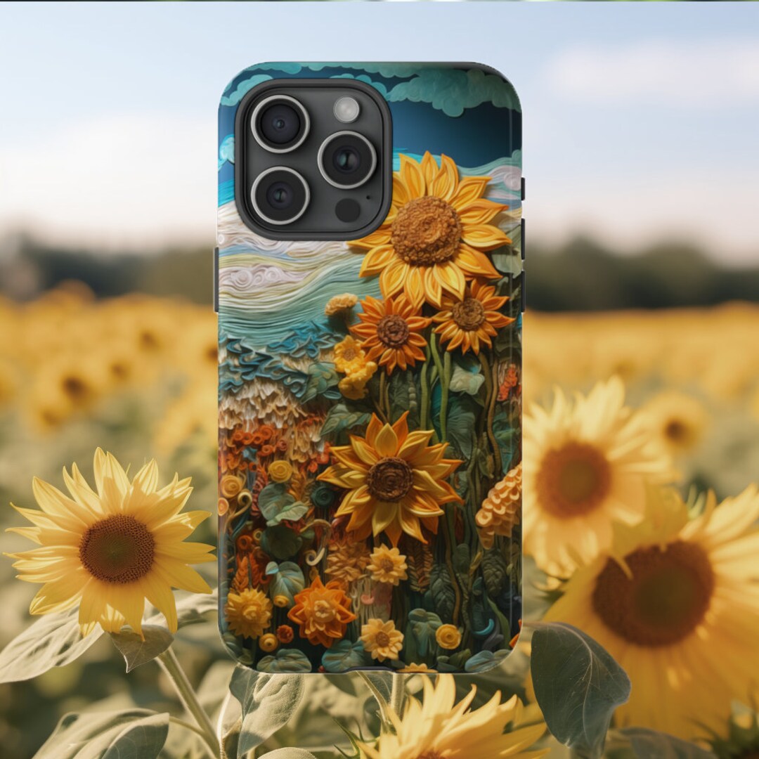 Embroidered 3D Floral Sunflower Phone Case: Vintage Cottagecore Cover ...