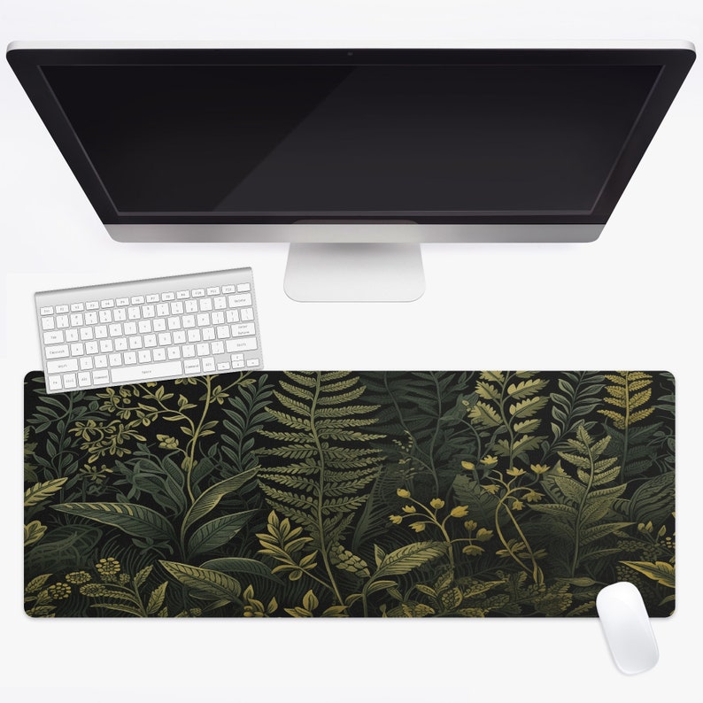 Dark Floral Fern Desk Mat: Witchy Goth Office Mousepad - Etsy